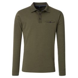 Langarm-Poloshirt Casamoda "Casamoda Polo-Shirt Langarm gestreift", Damen, Gr. L, gr&uuml;n (olive), 100% Baumwolle, Shirts