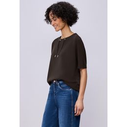 Street One Damen T-Shirt, braun, Gr. 36, unifarben, Stoff, 46% Modal, 46% Polyester, 8% Elasthan, Shirts, mit U-Boot-Ausschnitt