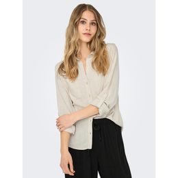 Only Damen Langarmbluse "OnlyASMIN-SIESTA LS LINEN BL SHIRT PNT", gelb, Gr. XS, unifarben, Web, Obermaterial: 80% Viskose, 20% Leinen, Blusen