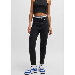 HUGO BLUE Damen Mom-Jeans "Noe", schwarz, Gr. 31, Jeans, Obermaterial: 94% Baumwolle, 4% Elastomultiester, 2% Elasthan, Jeans, Straight Fit Jeans mit