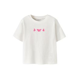 name it M&auml;dchen T-Shirt "NMFFUTIA SS NREG TOP BOX"cloud dancer, Gr. 98, bedruckt, unifarben, Jersey, Obermaterial: 100% Baumwolle, Shirts