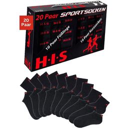 H.I.S. H.I.S Damen Kurzsocken "Sportsocken Tennissocken Damen Herren", Gr. 39, schwarz, Baumwolle, Baumwollmischung, Elasthan, Polyamid, Rippstruktur, uni,