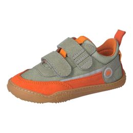 QNUFFS Jungen Barfu&szlig;schuh "Erle", Gr. 33orange, eukalyptus, Lederimitat, Textil, kontrastfarbene Details, Schuhe, Klettschuh, Halbschuh, Sneaker mit