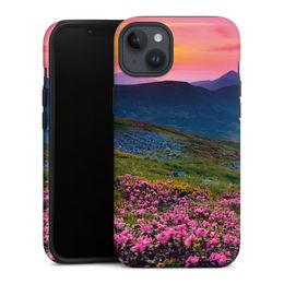 DeinDesign iPhone 14 Plus Handy Panzer Handyh&uuml;lle robuste Outdoor H&uuml;lle Schutzh&uuml;lle matt Flowers Mountain Landscape Tough Case