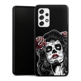 DeinDesign Galaxy A53 5G Handy Silikon H&uuml;lle Case schwarz Handyh&uuml;lle Rock 'N' Roll Totenkopf D&iacute;a De Los Muertos
