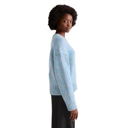 Marc O'Polo Damen Strickpullover "aus weichem Wolle-Mix", blau, Gr. L, MARC O'POLO DENIM, unifarben, Obermaterial: 80% Wolle, 20% Polyamid, Pullover