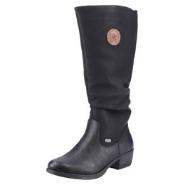 Rieker Damen Winterstiefel, Gr. 37, schwarz, Lederimitat, Nubuklederimitat, Schuhe, Winterboots, Stiefel mit wasserabweisender Tex-Membran
