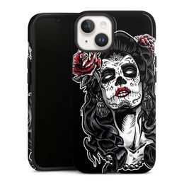 DeinDesign iPhone 14 Handy Panzer Handyh&uuml;lle robuste Outdoor H&uuml;lle Schutzh&uuml;lle gl&auml;nzend D&iacute;a De Los Muertos Rock 'N' Roll Totenkopf Tough Case