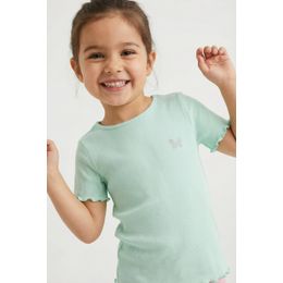 Blue Seven M&auml;dchen T-Shirt, bunt, Gr. 128, bedruckt, unifarben, Single Jersey, Obermaterial: 95% Baumwolle, 5% Elasthan, Shirts