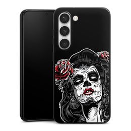 DeinDesign Galaxy S23 Handy Silikon H&uuml;lle Case schwarz Handyh&uuml;lle Rock 'N' Roll Totenkopf D&iacute;a De Los Muertos