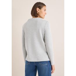 Cecil Damen Langarmshirt, grau, Gr. XL, unifarben, Stoff, 76% Viskose, 16% Nylon, 8% Elasthan, Shirts, mit Tunnelzugband am Kragen