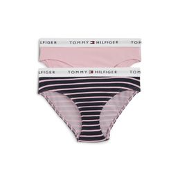 Bikinislip "2 PK BIKINI PRINT", M&auml;dchen, Gr. 164/170, 2 Stk., bonita pink, breton navy, Jersey, Obermaterial: 95% Baumwolle, 5% Elasthan, Tommy Hilfiger Underwear, k&ouml;rpernah, Unterhosen, mit Logobund