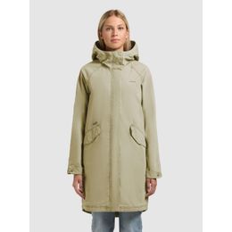 Kurzmantel Khujo "LEAL", Damen, Gr. L, cloud gr&uuml;n, Web, 75% Baumwolle, 25% Nylon, unifarben, regular fit h&uuml;ftlang, Raglan&auml;rmel mit Druckknopf, M&auml;ntel Kurzmantel