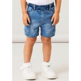 name it M&auml;dchen Cargoshorts "coole Jeansshorts NMMBEN BAGGY DNM L SHORTS 8610-TO NOOS", blau, Gr. 92, unifarben, used, Denim/Jeans, Obermaterial: 54%