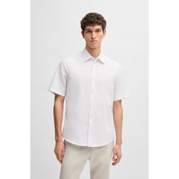 Kurzarmhemd BOSS Orange "Rash", Herren, Gr. XL, N-Gr, wei&szlig; (wei&szlig;100), Web, Obermaterial: 100% Baumwolle, unifarben, regular fit h&uuml;ftlang, hoch geschlossener Ausschnitt, eingesetzt normaler Saum, Hemden, mit tonigem Logo