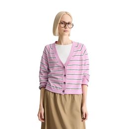 Marc O'Polo Damen Cardigan "aus Organic-Cotton-Modal-Mix", rosa, Gr. M, MARC O'POLO DENIM, gestreift, Obermaterial: 65% Baumwolle, 26% Modal, 9% Polyamid,