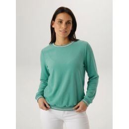 Damen Shirtbluse, gr&uuml;n, Gr. 44, Aniston SELECTED, unifarben, unifarben mit Farbeins&auml;tzen, Web, Obermaterial: 97% Polyester, 3% Elasthan, Blusen, mit