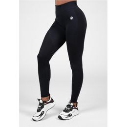 GORILLA WEAR Herren Sporthose, schwarz, Gr. XS, bedruckt, unifarben, 92% Nylon, 8% Elasthan, Hosen, mit hohem Bund und Scrunch-Detail