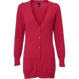 Heine Damen Strickjacke, rot, Gr. 36, unifarben, 100% Baumwolle, Strickjacken