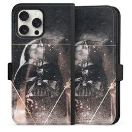 DeinDesign iPhone 15 Pro Max Handy Klapph&uuml;lle Handyh&uuml;lle aus Kunst Leder schwarz Flip Case Star Wars Darth Vader Official Licensed Product Sideflip mit Lasche