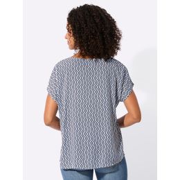 Casual Looks Damen Druckbluse, blau, Gr. 40, gemustert, 100% Viskose, Blusen