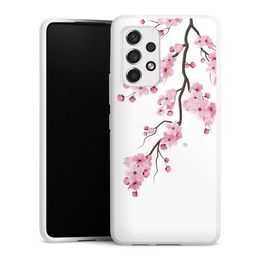 DeinDesign Galaxy A53 5G Handy Silikon H&uuml;lle Case wei&szlig; Handyh&uuml;lle Cherry Blossom Japan Aisa Silikon Case