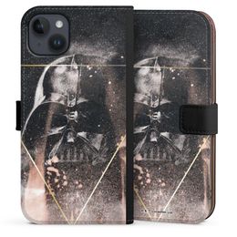 DeinDesign iPhone 14 Plus Handy Klapph&uuml;lle Handyh&uuml;lle aus Kunst Leder schwarz Flip Case Star Wars Darth Vader Official Licensed Product Sideflip mit langer 