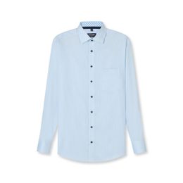 Businesshemd OLYMP "OLYMP Luxor, modern fit, New Kent mit extra langem Arm", Herren, Gr. 40, Normaler Arm, bleu, 100% Baumwolle, Hemden