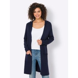 Damen Longstrickjacke, blau, Gr. 48, Linea Tesini BY HEINE, unifarben, 52% Viskose, 26% Polyester, 22% Polyamid, Strickjacken