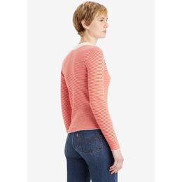 Levi's LEVI'S Damen Strickpullover "RIB SWEATER", rot, Gr. L, gestreift, Feinripp, Obermaterial: 51% Polyacryl, 36% Polyester, 13% Polyamid, Pullover, mit