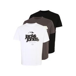 Jack & Jones Plus Jack & Jones Plus T-Shirt 'JCOFLARE' Herren Gr&ouml;&szlig;e 4XL dunkelgrau / schwarz / wei&szlig;