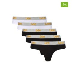 LEE Underwear 5er-Set: Slips "Miri" in Schwarz/ Wei&szlig;/ Grau - 66% | Gr&ouml;&szlig;e S | Damen-unterteile