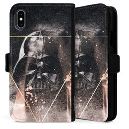 DeinDesign iPhone X Handy Klapph&uuml;lle Handyh&uuml;lle aus Kunst Leder schwarz Flip Case Star Wars Darth Vader Official Licensed Product Sideflip mit langer Lasche
