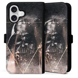 DeinDesign iPhone 16 Handy Klapph&uuml;lle Handyh&uuml;lle aus Kunst Leder schwarz Flip Case Star Wars Darth Vader Official Licensed Product Sideflip mit Lasche