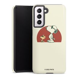 DeinDesign Galaxy S21 5G Handy Panzer Handyh&uuml;lle robuste Outdoor H&uuml;lle Schutzh&uuml;lle gl&auml;nzend Snoopy Official Licensed Product Kindheit Tough Case