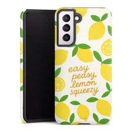 DeinDesign Galaxy S21 5G Handy Panzer Handyh&uuml;lle robuste Outdoor H&uuml;lle Schutzh&uuml;lle gl&auml;nzend Spruch Statement Lemon Tough Case