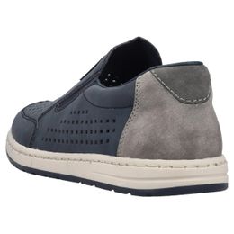 Rieker Herren Slipper, Gr. 40, blau, Lederimitat, Schuhe, Slip-on Sneaker, Loafer, Komfortschuh mit Gummizug f&uuml;r guten Sitz