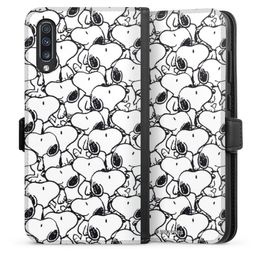 DeinDesign Galaxy A70 Handy Klapph&uuml;lle Handyh&uuml;lle aus Kunst Leder schwarz Flip Case Peanuts Snoopy Muster Sideflip mit Lasche