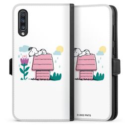 DeinDesign Galaxy A70 Handy Klapph&uuml;lle Handyh&uuml;lle aus Kunst Leder schwarz Flip Case Snoopy Dog Official Licensed Product Sideflip mit Lasche