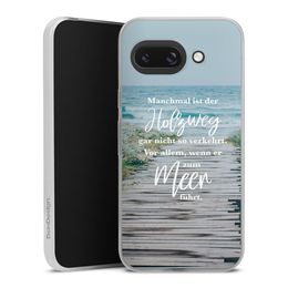 DeinDesign Google Pixel 9a Handy Slim Case Silikon Handyh&uuml;lle transparent H&uuml;lle extra d&uuml;nn Statement Beach Spruch Silikon Slim Case