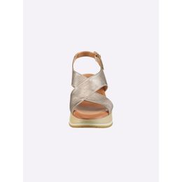 Heine Damen Sandalette, Gr. 40, gold, Leder, Rindsleder, Schuhe