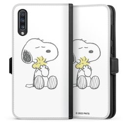 DeinDesign Galaxy A70 Handy Klapph&uuml;lle Handyh&uuml;lle aus Kunst Leder schwarz Flip Case Snoopy Love Peanuts Sideflip mit Lasche