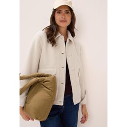 Cecil Damen Fellimitatjacke, wei&szlig;, Gr. XXL, unifarben, Stoff, Obermaterial: 100% Polyester. Futter: 100% Polyester, Jacken, mit Knopfleiste
