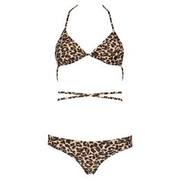 Bruno Banani Bikini in Beige/ Schwarz - 70% | Gr&ouml;&szlig;e 38A/B-Cup | Damen-bademode