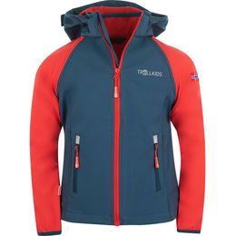 Trollkids Zipp-Off-Softshelljacke "Rondane XT" in Dunkelblau/ Rot - 58% | Gr&ouml;&szlig;e 92 | Kinder-outdoor-jacken