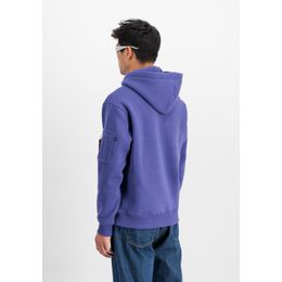 Hoodie Alpha Industries "Alpha Puff Print Hoodie", Damen, Gr. L, lila (night lila), Obermaterial: 80% Baumwolle, 20% Polyester, regular fit, Sweatshirts Hoodie