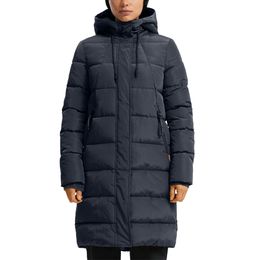 Steppjacke QS, Damen, Gr. M, dunkelblau, Steppware, Obermaterial: 100% Polyester. Futter: 100% Polyester, unifarben, gerade kniebedeckend, Rundhals, Flachstrickb&uuml;ndchen, Jacken Steppjacke, lang, mit Kapuze
