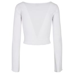 Urban Classics Damen Langarmshirt "Urban Classics Damen Ladies Cropped Rib Cardigan", wei&szlig;, Gr. XXXL, unifarben, 97% Baumwolle, 3% Elasthan, Shirts