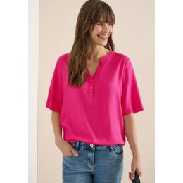 Cecil Damen Kurzarmblusebeetroot pink, Gr. M, unifarben, Web, Obermaterial: 100% Viskose, Blusen, mit Knopfleiste