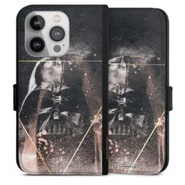 DeinDesign iPhone 14 Pro Handy Klapph&uuml;lle Handyh&uuml;lle aus Kunst Leder schwarz Flip Case Star Wars Darth Vader Official Licensed Product Sideflip mit langer Lasche
